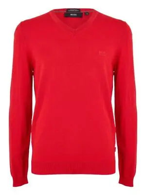 Hugo Boss Hugo Boss Batisse E Knitted V-Neck Top Red