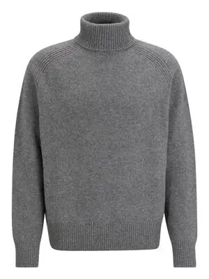 Hugo Boss Hugo Boss Men's Ribbed Trim Turtleneck Sweater Gray