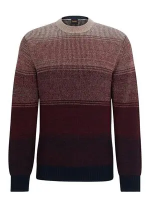 HUGO BOSS Gradient Color-Block Horizontal Stripe Crew Neck Knit Sweater