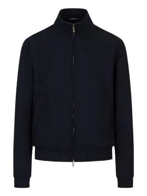 Emporio Armani Long-sleeved Stand-up Collar Zip-up Coat - Black