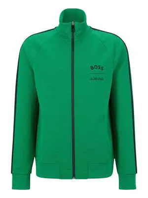 Hugo Boss Zip-up Sports Jacket With Stand Collar - Green