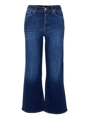 7 For All Mankind Cropped Alexa Straight Leg Jeans - Dark Blue