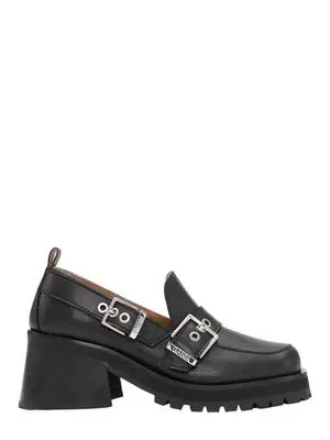 GANNI Buckle Detail Heeled Loafers - Black