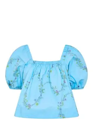 GANNI Ganni Floral Print Puff Sleeve Top