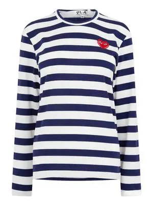 Play Comme Des Garcon Comme Des Garcons Play Striped Long Sleeve T-Shirt White