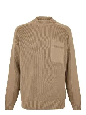 Hugo Boss Mock Neck Knit Sweater - Brown