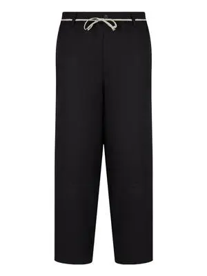 Emporio Armani Wide Leg Trousers With Drawstring Waist - Black