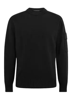 C.P. COMPANY Knitted Crew Neck Pullover With Pocket Detail - Black
