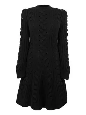 ALEXANDER MCQUEEN Alexander McQueen Black Cable Knit Jumper Dress