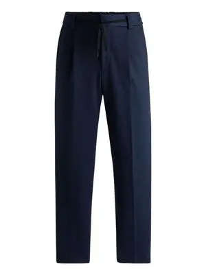 Hugo Boss Slim Fit Trousers With Drawstring Waist - Black