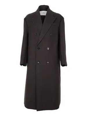 AMI Paris Double Breasted Overcoat - Black