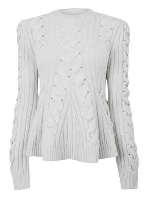 Alexander McQueen Cable Crew Neck Jumper With Peplum Hem - No