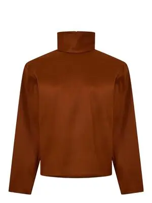 Saint Laurent Turtleneck Long Sleeve Top - Brown