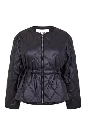 GANNI Quilted Zip-up Jacket With Drawstring Waist - Black
