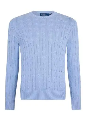 Ralph Lauren Crew Neck Cable Knit Sweater - Blue