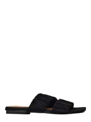 GANNI Pleated Open Toe Slippers - Black