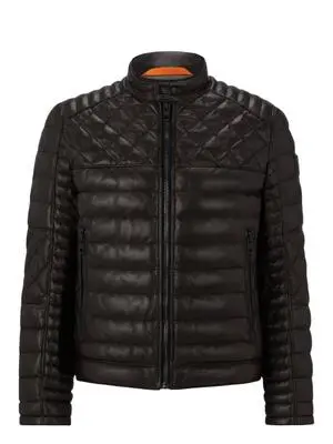 Hugo Boss Quilted Leather Jacket - Black