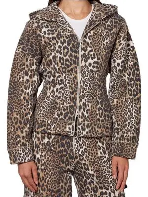 GANNI Zip-up Hoodie With Long Sleeves And All-over Print - Multicolor