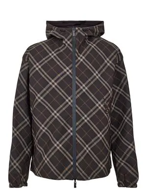 Burberry Checkered Hooded Jacket - Black