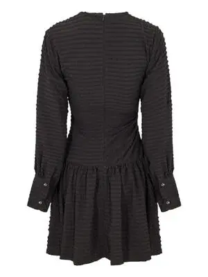 GANNI Long-sleeve Pleated Mini Dress - Black