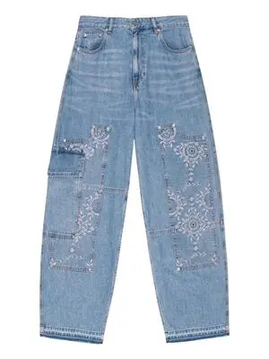 GANNI Ganni Embroidered Wide-Leg Jeans
