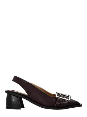 GANNI Slingback Block Heel Court Shoes - Black