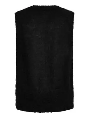GANNI Sleeveless Knit Vest With Tie Detail - Black