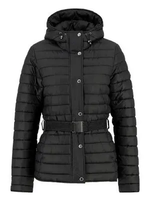 Barbour Quilted Cotton Belted Jacket With Zip Closure - Black