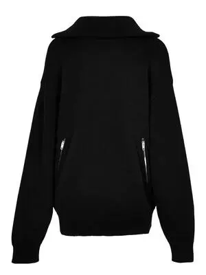 Balenciaga Quarter Zip Knit Top - Black