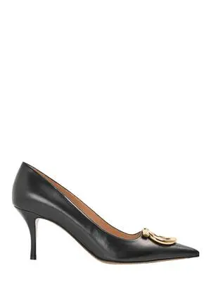 FERRAGAMO Pointed-toe Stiletto Heels With Gold Tone Hardware - Black