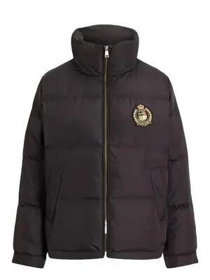 Ralph Lauren Quilted Leather Puffer Jacket With Stand Collar - Black