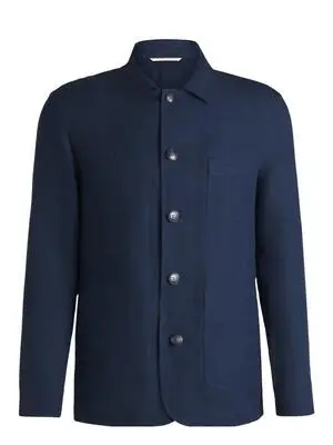 Hugo Boss Casual Jacket With Classic Collar - Blue