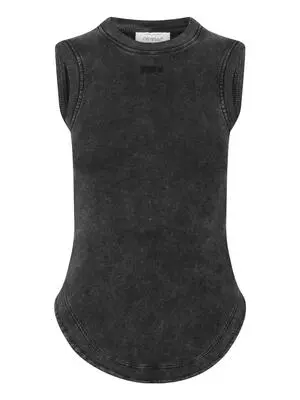OFF-WHITE Off-White Sleeveless Round Neck Tank Top With Irregular Hem