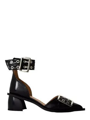 GANNI Buckled Block Court Shoes - Black