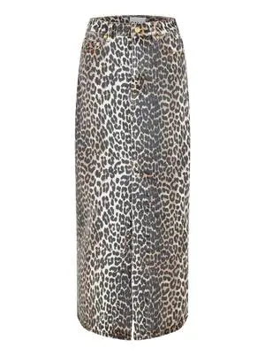 GANNI Animal Print Midi Skirt - Black