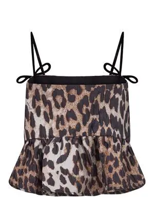 GANNI Leopard-print Camisole Top - Black