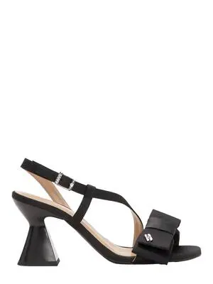 GANNI Satin Bow Block Heel Court Shoes - Black