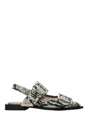 GANNI Ballet Pumps With Buckle Detailing - Black