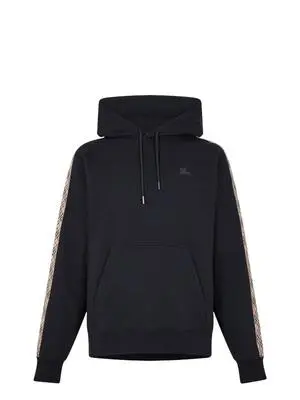 Burberry Hooded Sweatshirt With Signature Check Trim - Black
