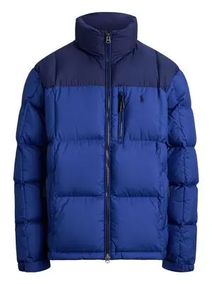Polo Ralph Lauren Color-blocked Down Jacket With Detachable Hood - Blue