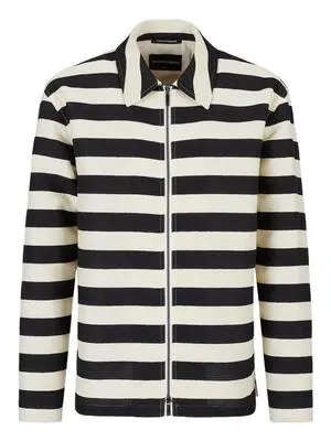 Emporio Armani Collared Zip-front Overshirt - Black