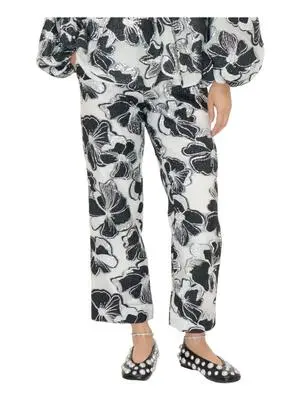 Stine Goya High-waisted Floral Patterned Ribbed Trousers - Multi-color