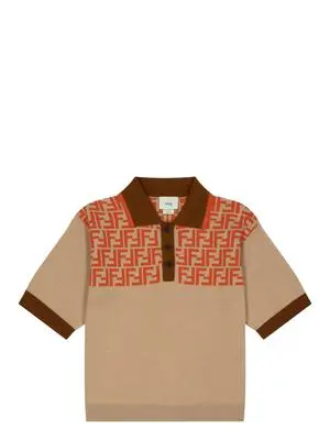 FENDI Fendi Short Sleeve Polo Collar Sweater With Branded Logo