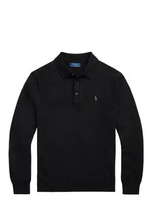 Polo Ralph Lauren Merino Wool Long Sleeve Polo - Black