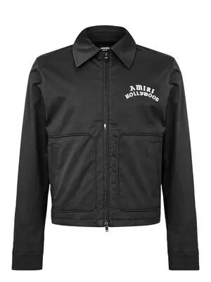 Amiri Zip-up Jacket With Embroidered Lettering - Black