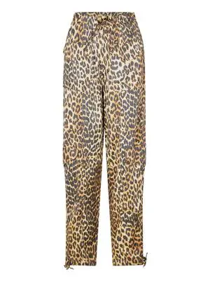 GANNI Ganni Satin Printed Trousers Nude