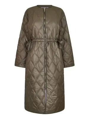 GANNI Quilted Zip-up Coat - Green