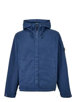 C.P. COMPANY Garment Dyed Zip-up Jacket With Hood - Blue