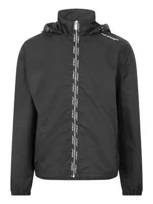 Off-White Zip-up Windbreaker With Logo Detail - Black