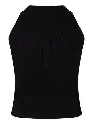 Off-White Off-White Cropped Ribbed Mock Neck Halter Tank Top Black